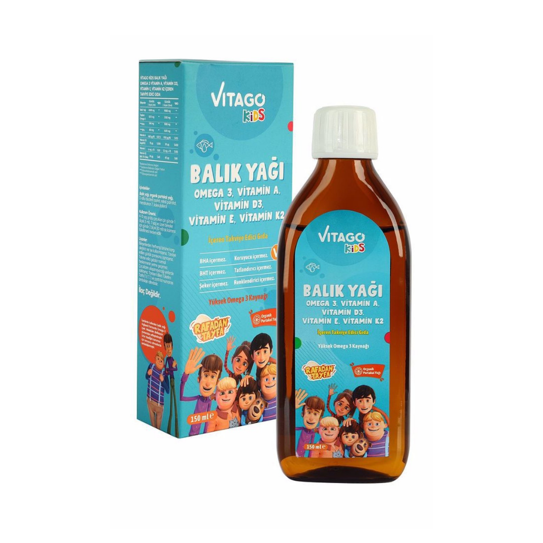 Vitago Kids Fish Oil Omega 3 Syrup, Vitamins A, D3, E & K2, Organic Or ...